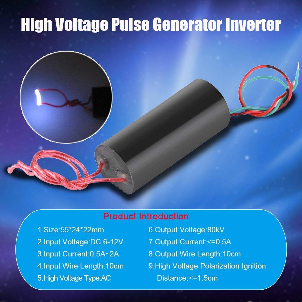 FTVOGUE DC6-12V High Voltage Pulse Generator Transformer Super Arc Pulse Ignition High Temperature Arc Igniter Module 80KV