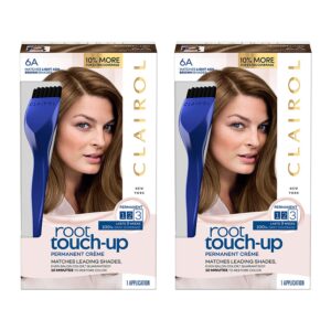 clairol root touch-up by nice'n easy permanent hair dye, 6a light ash brown hair color, 2 count