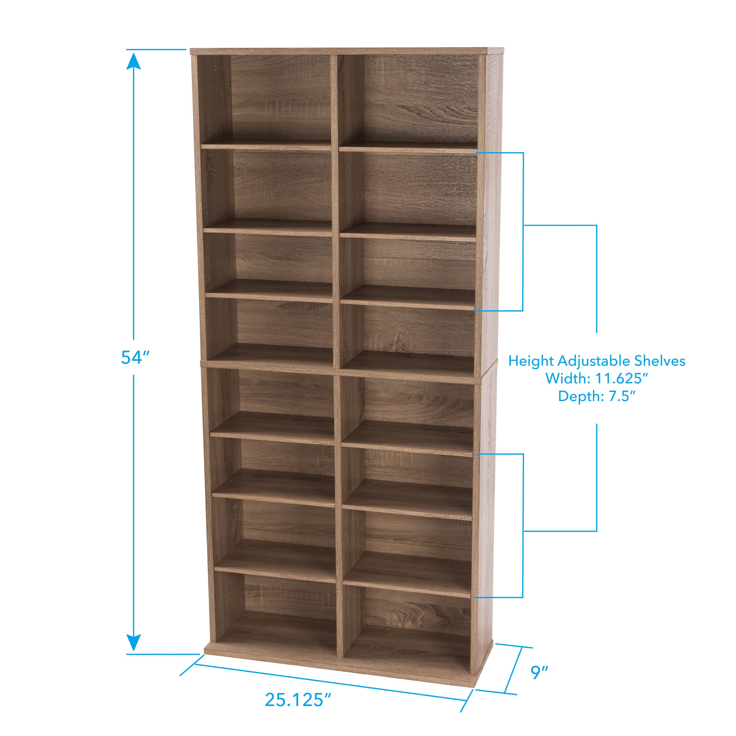 Atlantic Henley 464 Media Storage Cabinet – Protects & Organizes Prized Music, Movie, Video Games Toys & Dolls, Trading Cards, or Sports Memorabilia Collections, PN 38436252 in Weathered Oak