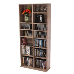 Atlantic Henley 464 Media Storage Cabinet – Protects & Organizes Prized Music, Movie, Video Games Toys & Dolls, Trading Cards, or Sports Memorabilia Collections, PN 38436252 in Weathered Oak