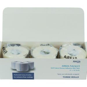 Areza Medical Surgical Tape Three Rolls Porous Skin Soft Fabric Cloth Adhesive Tape 2" x 10 Yards