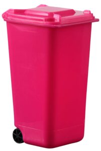 plastic toy garbage cans playset (6 pack) used for pencil holder, desktop organizer, fun playing, novelty and party favors red 6 x 3 x 6 (pink)