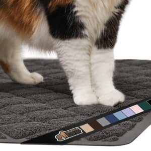 The Original Gorilla Grip Water Resistant Cat Litter Box Trapping Mat 35x23, Easy Clean, Textured Backing, Traps Mess, Cleaner Floors, Less Waste, Stays in Place for Cats, Soft on Paws, Charcoal