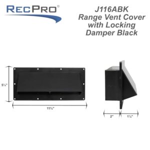 RecPro RV Range Vent Exterior Cover with Locking Damper | Black