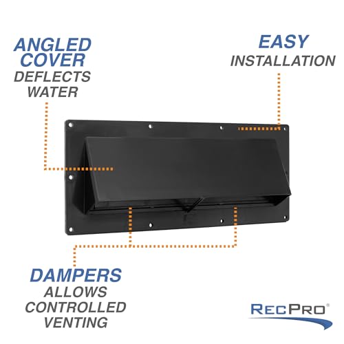 RecPro RV Range Vent Exterior Cover with Locking Damper | Black