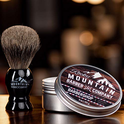 Shaving Cream for Men - Barbershop Scent - Thick Lather for Traditional and Cartridge Shaving by Rocky Mountain Barber Company - 5oz Tin