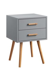 convenience concepts oslo 2 drawer end table, gray