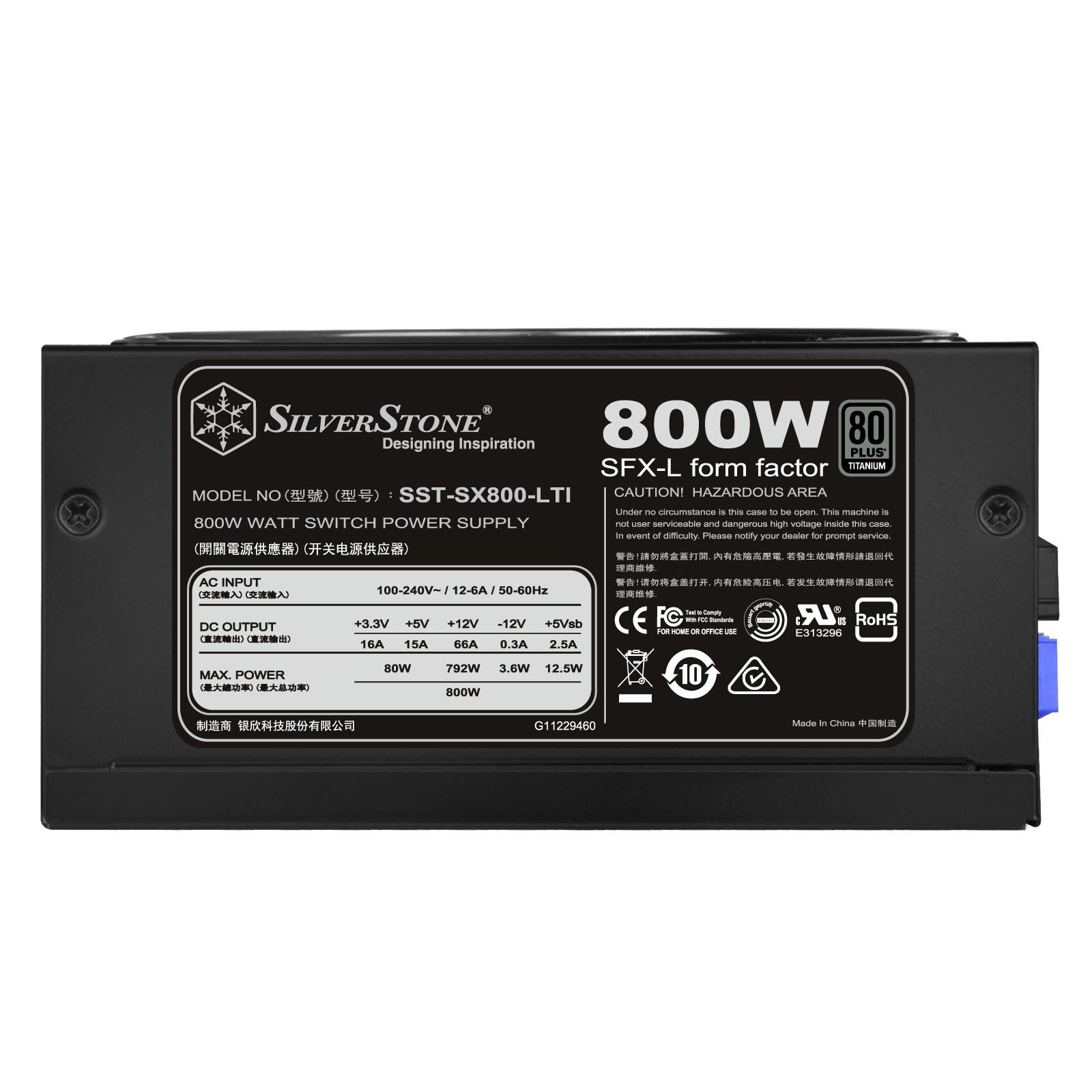 SilverStone Technology 800W SFX-L, 80 Plus Titanium 100% Modular Power Supply with Japanese Capacitors SX800-LTI-USA, SST-SX800-LTI-USA