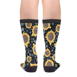 Sunflower Black Novelty Socks For Women & Men