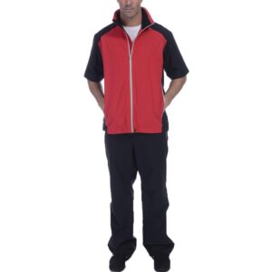 fit space Waterproof Golf Rain Suits for Men Performance Rain Jackets and Pants for All Sports (Red Full-zip, Large)