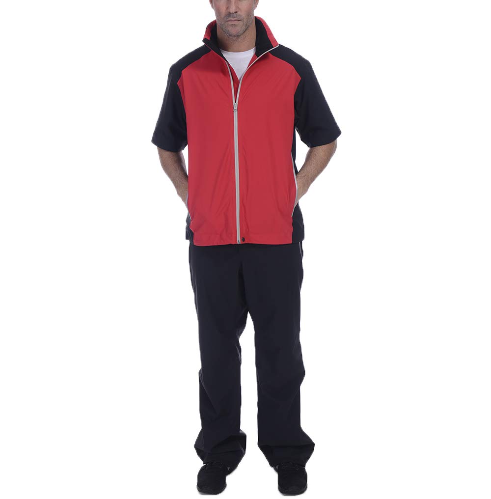 fit space Waterproof Golf Rain Suits for Men Performance Rain Jackets and Pants for All Sports (Red Full-zip, Large)