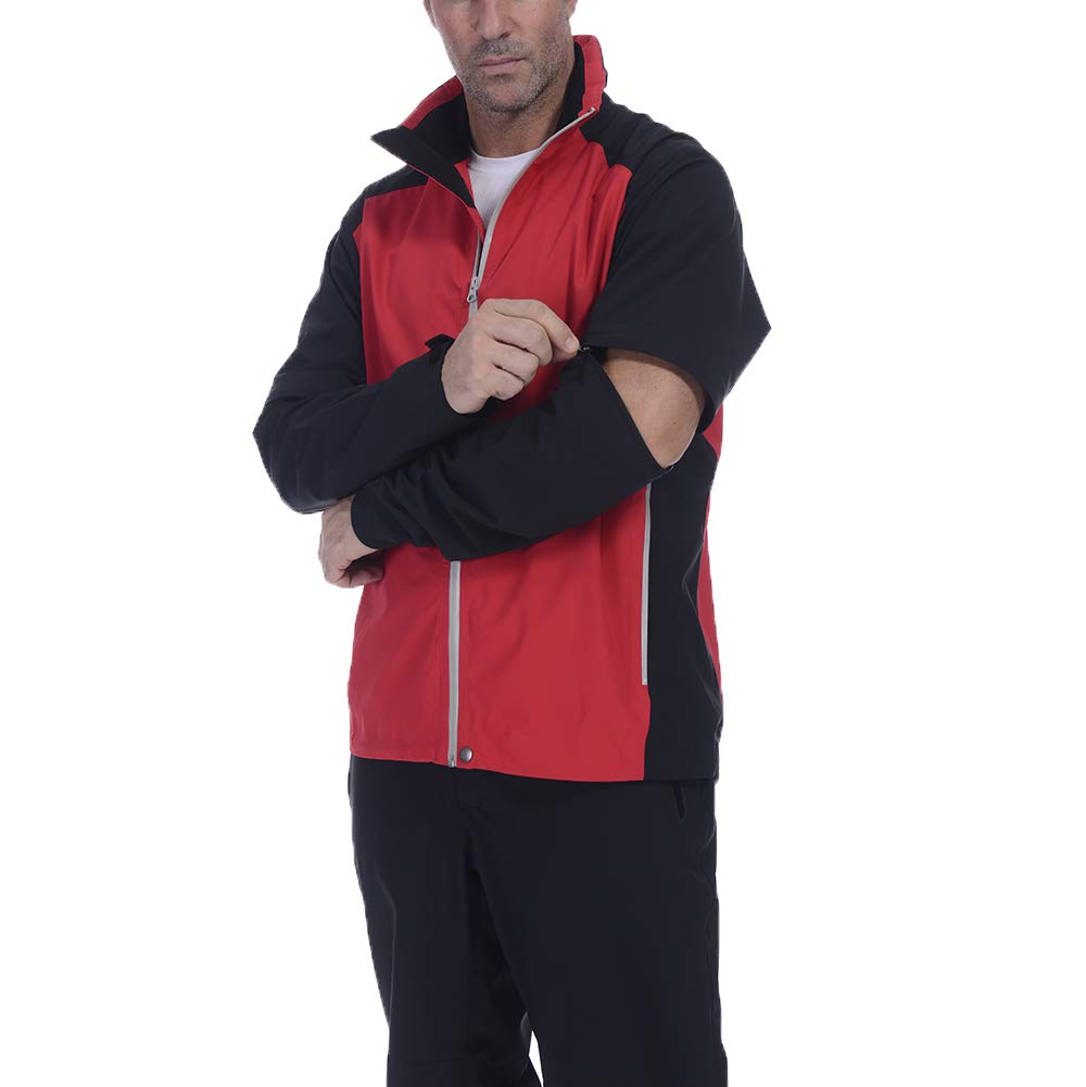 fit space Waterproof Golf Rain Suits for Men Performance Rain Jackets and Pants for All Sports (Red Full-zip, Large)