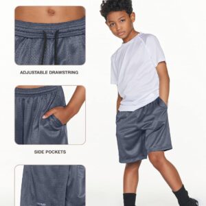 TSLA Boy's Athletic Shorts, Quick Dry Pull On Basketball Running Shorts, Active Sports Workout Gym Shorts, Quick Dri Mesh 1pack Dark Grey, 18