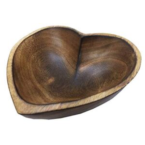 6" heart shaped bowl - small functional and collectible bowl - handcrafted wooden bowl for serving nuts desserts fruits or accent decor gift for any occasion - 6" brown