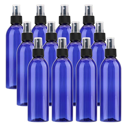 Tosnail 12 Pack 8 Ounce Plastic Spray Bottles Mist Spray Bottle with Black Fine Mist Sprayer - Blue