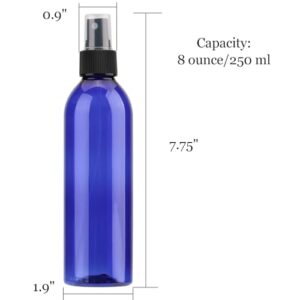 Tosnail 12 Pack 8 Ounce Plastic Spray Bottles Mist Spray Bottle with Black Fine Mist Sprayer - Blue