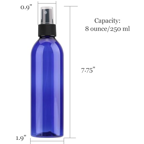 Tosnail 12 Pack 8 Ounce Plastic Spray Bottles Mist Spray Bottle with Black Fine Mist Sprayer - Blue