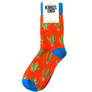 kings of ny orange saguaro cactus mens cotton socks