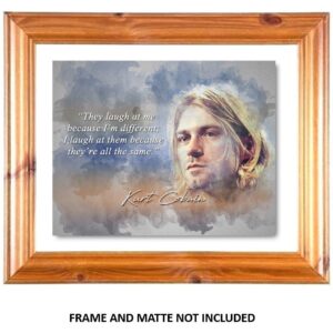 Laugh At Me Kurt Cobain Inspirational Quote - 8 x 10 Unframed Print - Wall Art for Home Office, Music Guitar Studio, Mancave - Great Gift for Rock Musicians