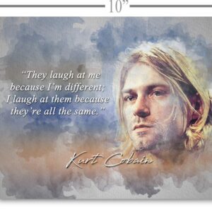 Laugh At Me Kurt Cobain Inspirational Quote - 8 x 10 Unframed Print - Wall Art for Home Office, Music Guitar Studio, Mancave - Great Gift for Rock Musicians