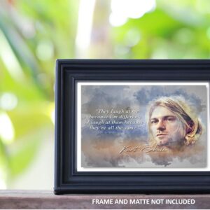 Laugh At Me Kurt Cobain Inspirational Quote - 8 x 10 Unframed Print - Wall Art for Home Office, Music Guitar Studio, Mancave - Great Gift for Rock Musicians