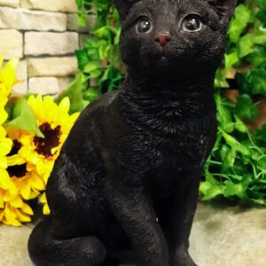 Ebros Large Lifelike Pawing Mystical Black Cat Statue 11.75" Tall with Glass Eyes Hand Painted Realistic Feline Cat Figurine Crazy for Cats Decor Sculpture Home Decorations Pet Memorial