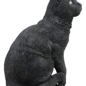 Ebros Large Lifelike Pawing Mystical Black Cat Statue 11.75" Tall with Glass Eyes Hand Painted Realistic Feline Cat Figurine Crazy for Cats Decor Sculpture Home Decorations Pet Memorial