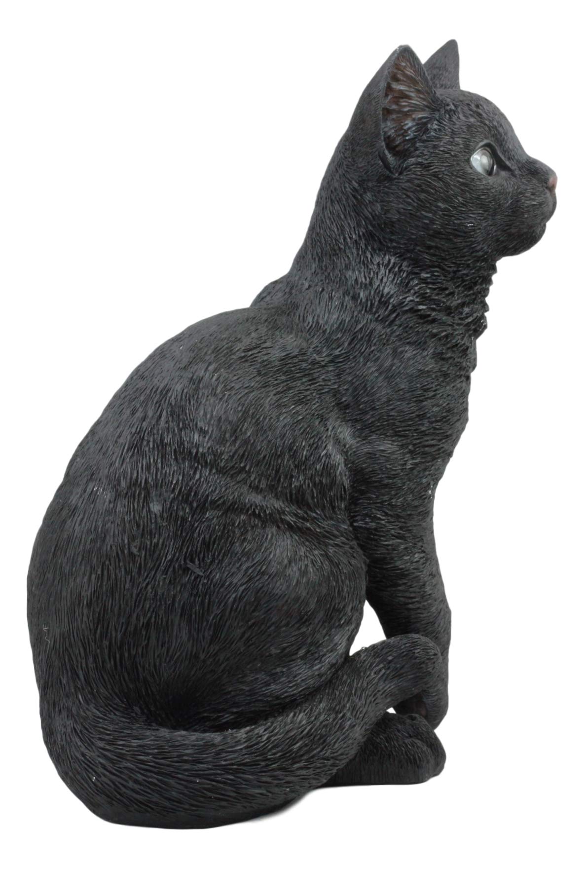 Ebros Large Lifelike Pawing Mystical Black Cat Statue 11.75" Tall with Glass Eyes Hand Painted Realistic Feline Cat Figurine Crazy for Cats Decor Sculpture Home Decorations Pet Memorial