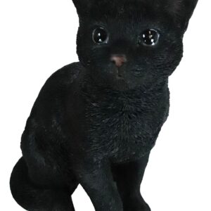 Ebros Large Lifelike Pawing Mystical Black Cat Statue 11.75" Tall with Glass Eyes Hand Painted Realistic Feline Cat Figurine Crazy for Cats Decor Sculpture Home Decorations Pet Memorial