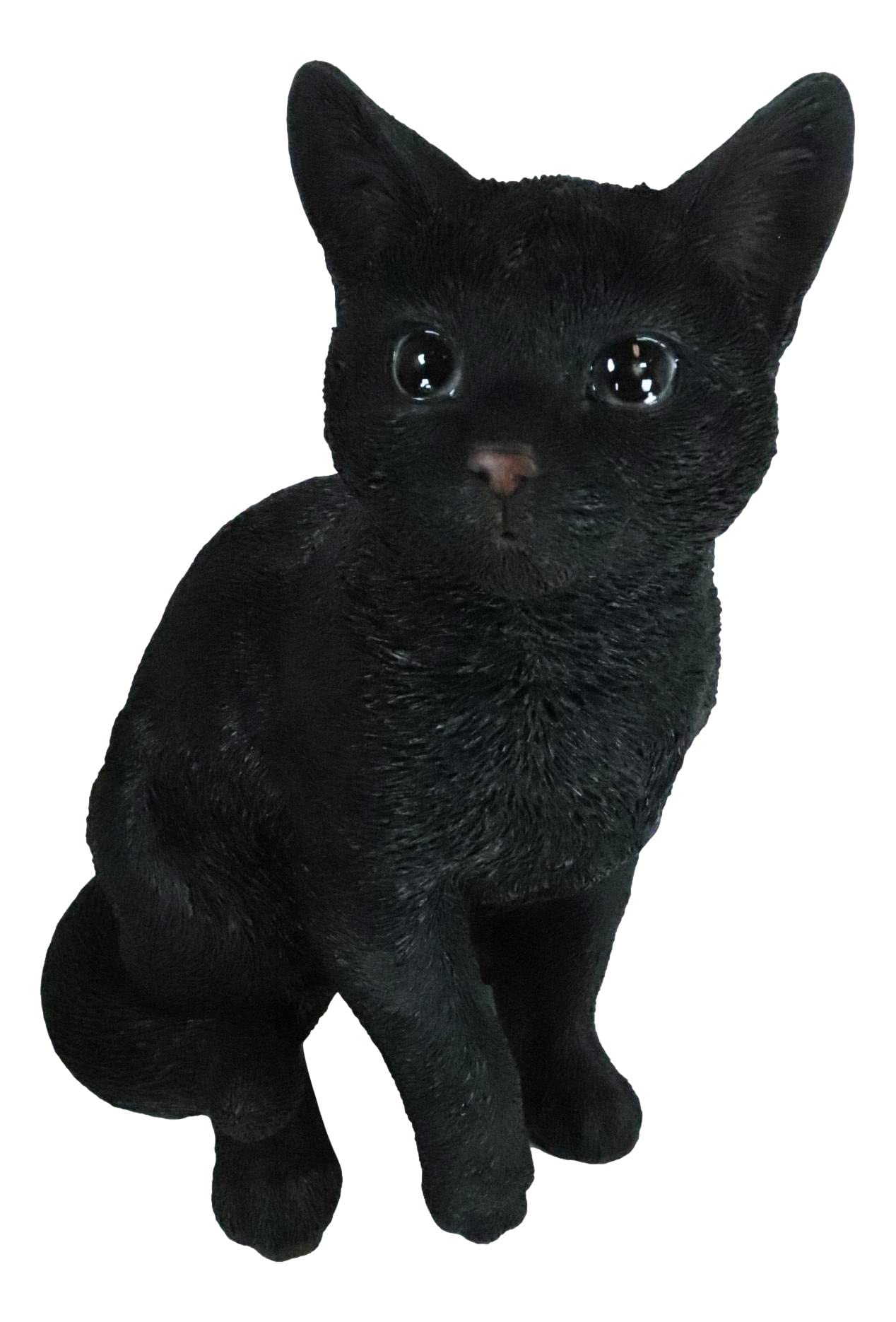 Ebros Large Lifelike Pawing Mystical Black Cat Statue 11.75" Tall with Glass Eyes Hand Painted Realistic Feline Cat Figurine Crazy for Cats Decor Sculpture Home Decorations Pet Memorial