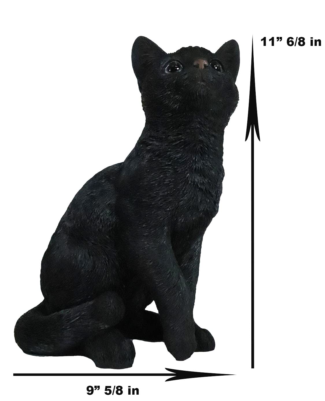 Ebros Large Lifelike Pawing Mystical Black Cat Statue 11.75" Tall with Glass Eyes Hand Painted Realistic Feline Cat Figurine Crazy for Cats Decor Sculpture Home Decorations Pet Memorial