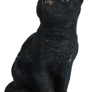 Ebros Large Lifelike Pawing Mystical Black Cat Statue 11.75" Tall with Glass Eyes Hand Painted Realistic Feline Cat Figurine Crazy for Cats Decor Sculpture Home Decorations Pet Memorial