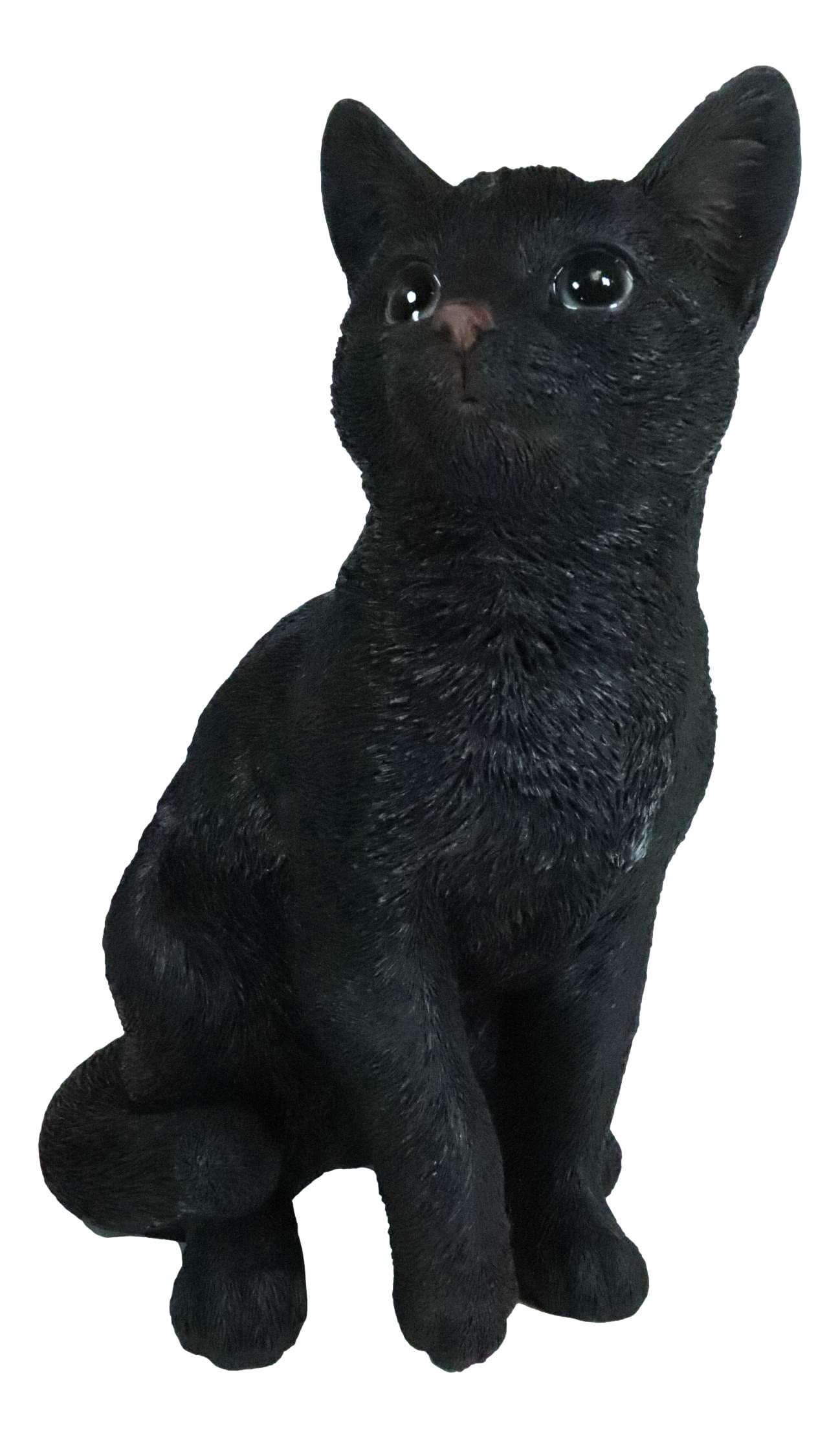 Ebros Large Lifelike Pawing Mystical Black Cat Statue 11.75" Tall with Glass Eyes Hand Painted Realistic Feline Cat Figurine Crazy for Cats Decor Sculpture Home Decorations Pet Memorial