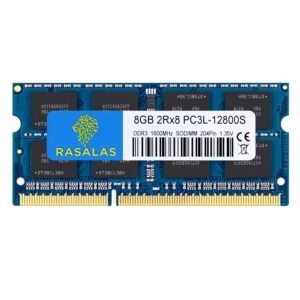 rasalas 8gb pc3l-12800s ddr3l-1600 sodimm 1600mhz laptop ram ddr3l 1600 2rx8 8gb ddr3 laptop 12800s pc3 1.35v 204-pin cl11 dual rank ram