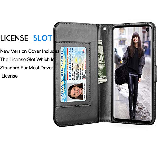 Tekcoo for Galaxy S10 Case, Samsung S10 Wallet Case / S10 PU Leather Case, Luxury Cash Credit Card Slots Holder Carrying Folio Flip Cover [Detachable Magnetic Hard Case] & Kickstand -Black