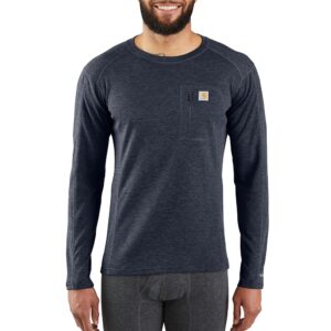 carhartt mens force heavyweight thermal long sleeve pocket shirt base layer top, navy heather, large us