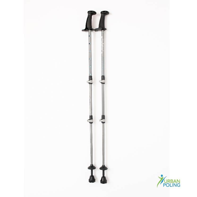 Urban Poling ACTIVATOR2®, Dark Gray/Cyan, 1 Pair – For Users Up to 6’4" – Lightweight, Aluminum Nordic Walking Sticks – Collapsible & Adjustable Hiking Gear – Ergonomic Rubber Grip, Carbide Metal Tip,