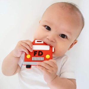 Silli Chews Baby Teether Unisex Fire Truck Toy Favorite Infant Silicone Teething Toy Fire Engine Red Silly Chew Toys