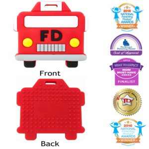 Silli Chews Baby Teether Unisex Fire Truck Toy Favorite Infant Silicone Teething Toy Fire Engine Red Silly Chew Toys