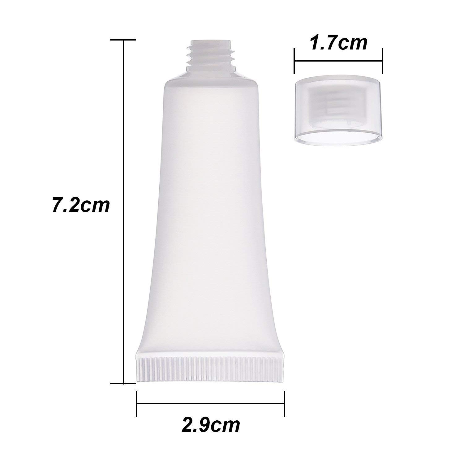 Mose Cafolo ~ 100pcs 10ml (0.34oz) Empty Cosmetic Tubes Toiletry Lotion Bottle with Screw Cover. Smooth, Polish White Plastic with Free Syringe as Gift!