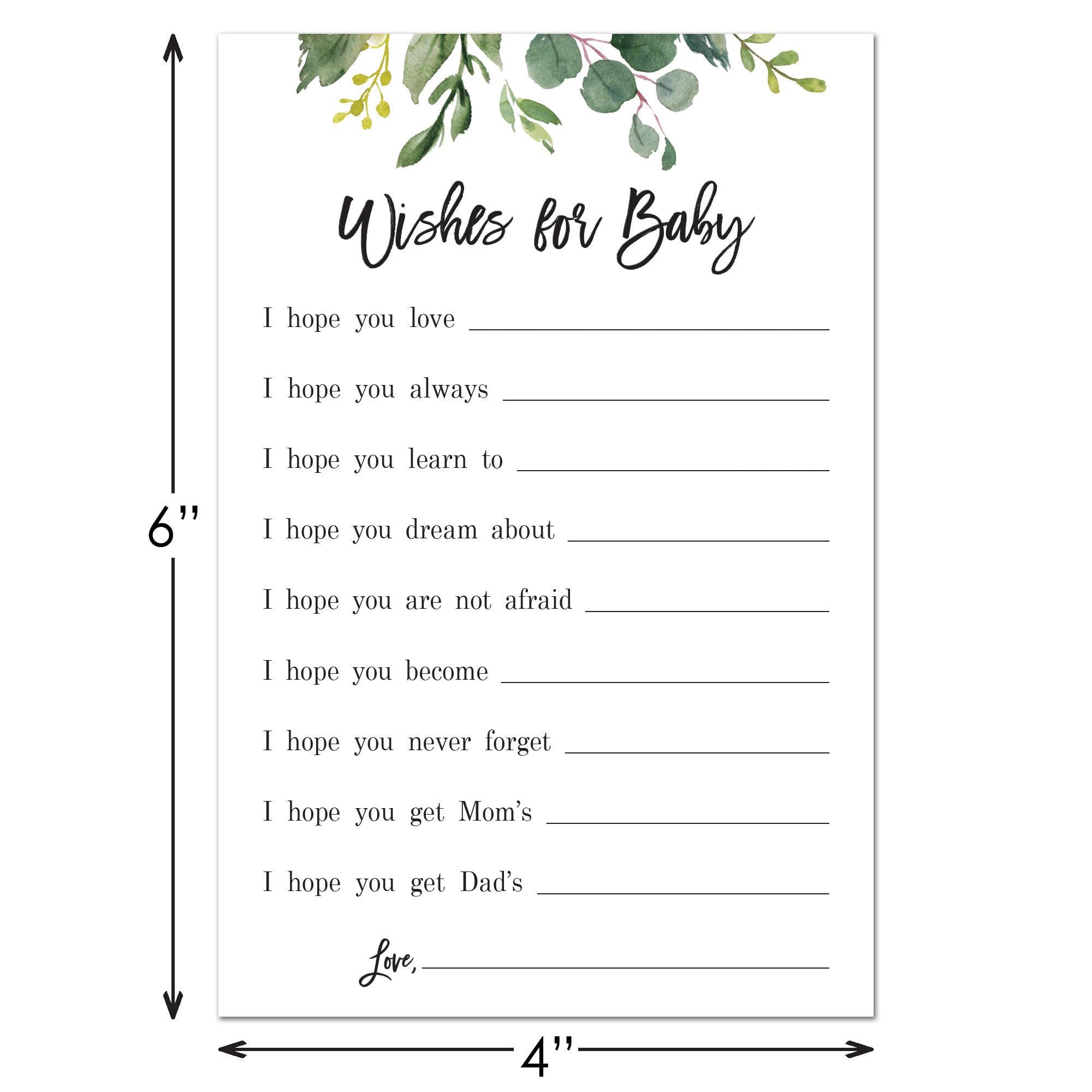 InvitationHouse 48 cnt Green Eucalyptus Leaves Baby Wish Cards