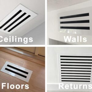 BUILDMART - 8x6 Modern AC Vent Cover - Decorative White Air Vent - Standard Linear Slot Diffuser - Register Grille for Ceiling, Walls & Floors - Texas Buildmart