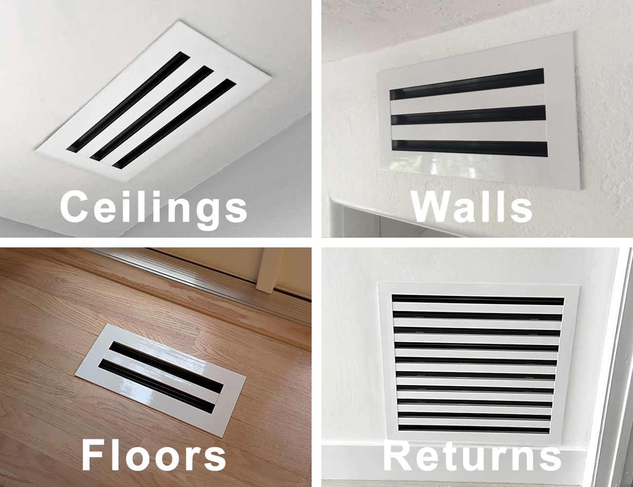 BUILDMART - 8x6 Modern AC Vent Cover - Decorative White Air Vent - Standard Linear Slot Diffuser - Register Grille for Ceiling, Walls & Floors - Texas Buildmart