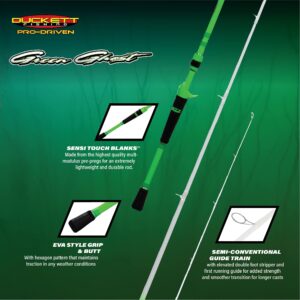 Duckett Fishing Green Ghost Spinning' 7'0" Durable Fishing Rod Med Fast