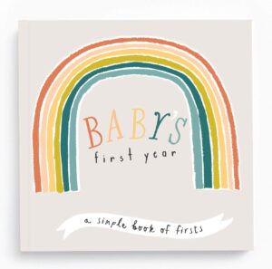 lucy darling little rainbow baby memory book - first year journal album to capture precious moments - milestone keepsake for boy or girl - made in usa