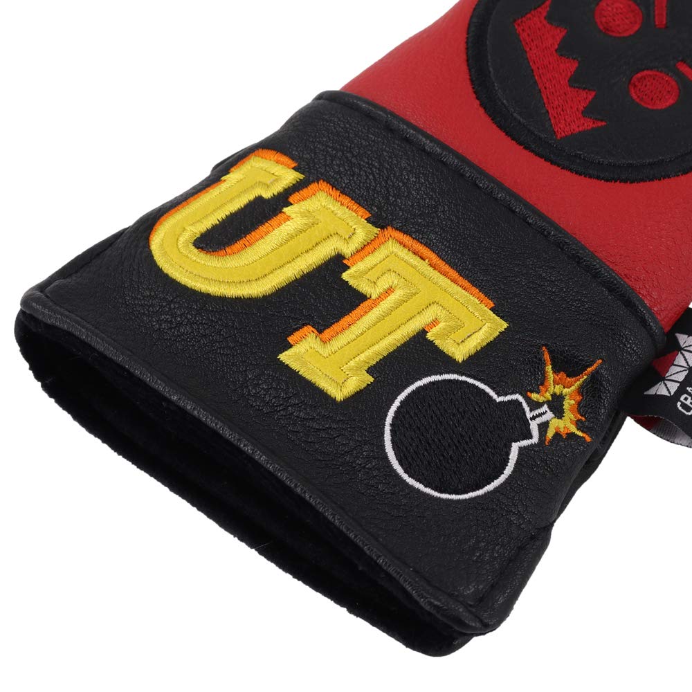 Craftsman Golf Rescue Hybrid Headcover Embroidery Bomb, Red and Black PU Leather Golf Head Covers for Hybrid (Hybrid Cover UT)