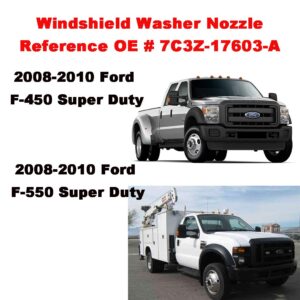 ZHParty 7C3Z-17603-A Wiper Spray Nozzle for Super Duty 2011-2016, Windshield Washer Nozzle fits for Ford 2008 2009 2010 F250 F350 F450 F550, for Fiesta 2011-2015 - Replaces OEM # BE8Z-17603-A, 2 Pcs