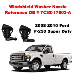 ZHParty 7C3Z-17603-A Wiper Spray Nozzle for Super Duty 2011-2016, Windshield Washer Nozzle fits for Ford 2008 2009 2010 F250 F350 F450 F550, for Fiesta 2011-2015 - Replaces OEM # BE8Z-17603-A, 2 Pcs