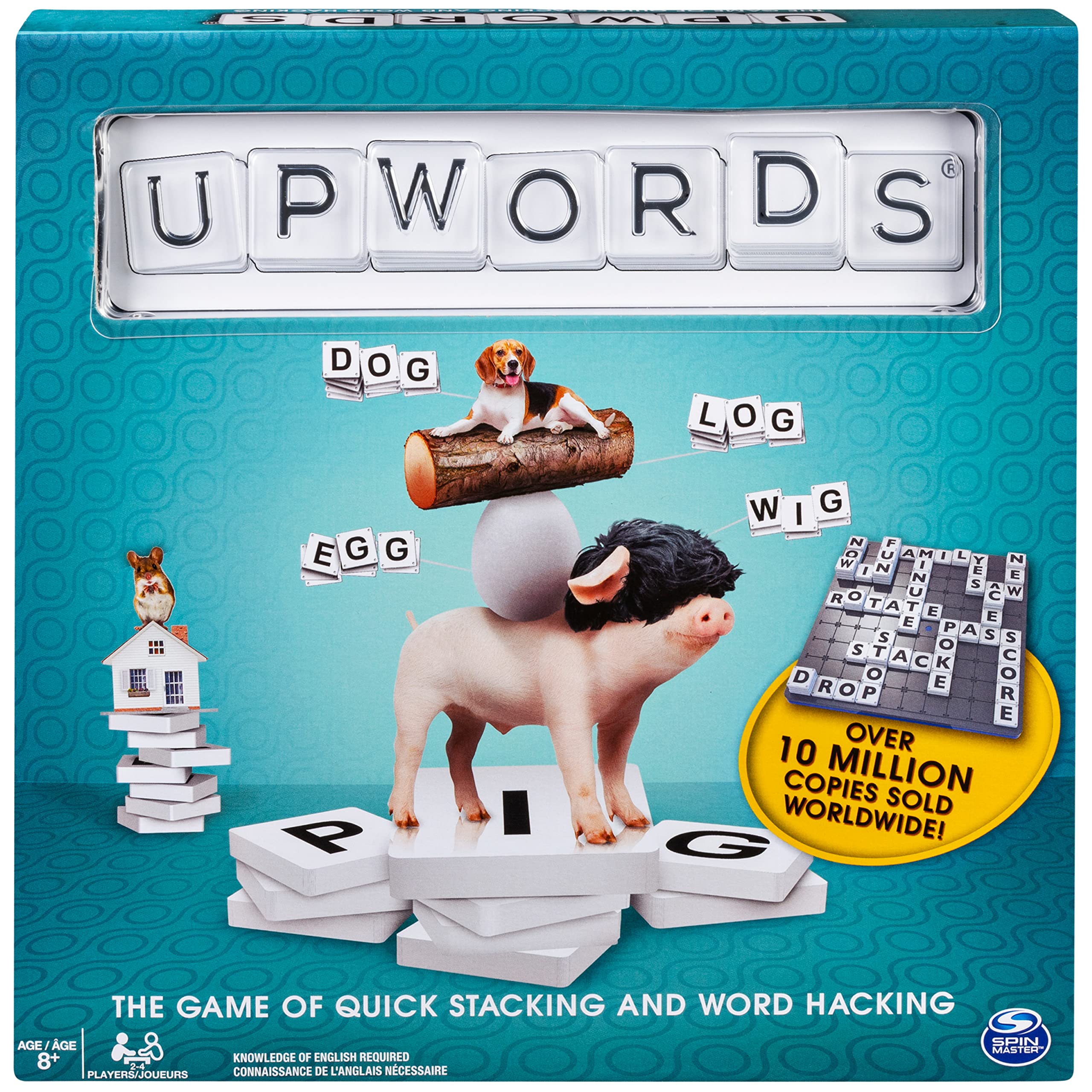 Upwords, The Game of Quick Stacking & Word Hacking with Stackable Letter Tiles, 2022 Edition | Word Games | Board Games for Kids 8-12 | Family Games for Ages 8+