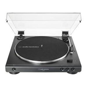 audio-technica at-lp60x-bk fully automatic belt-drive stereo turntable, black, hi-fi, 2 speed, dust cover, anti-resonance, die-cast aluminum platter